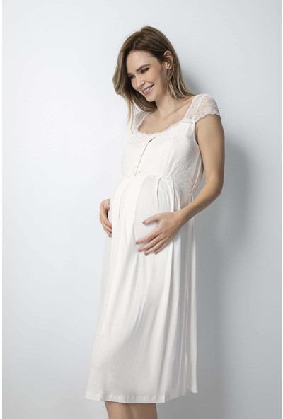 Monamise 18300 Hamile Lohusa Gecelik - Beyaz