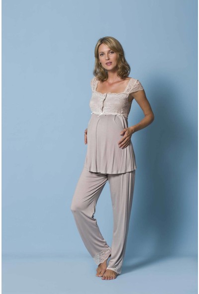 Monamise 18304 Hamile Lohusa Pijama Takım - Vizon