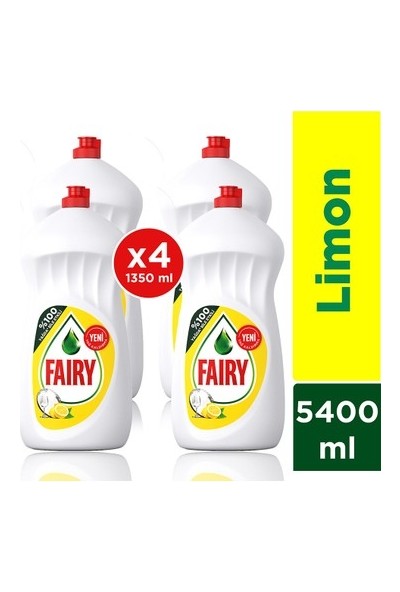 Fairy Sıvı Bulaşık Deterjanı Limon 1350 ml x 4’lü Fairy Sıvı Bulaşık Deterjanı Limon 1350 ml x 4’lü