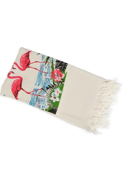 Made By Sade Flamingo Desenli Bambu Peştemal Made By Sade Flamingo Desenli Bambu Peştemal