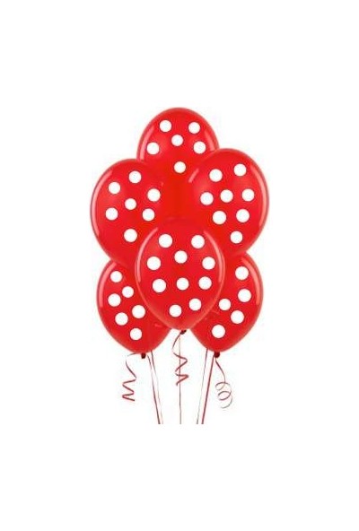 Parti Dünyası Kırmızı-Beyaz Puanlı 10 Lu Latex Balon
