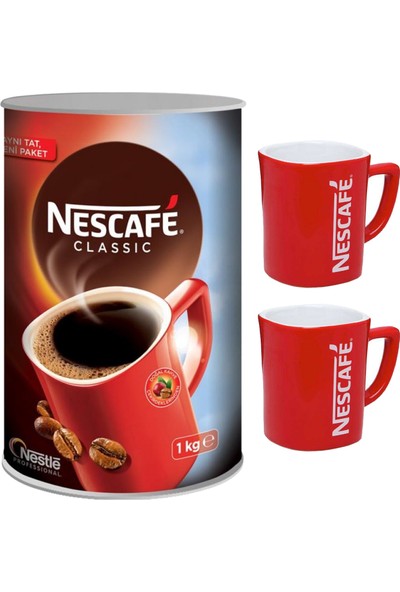 Nescafe Classic Kahve Teneke 1000 gr + 2'li Kupa Bardak Nescafe Classic Kahve Teneke 1000 gr + 2'li Kupa Bardak