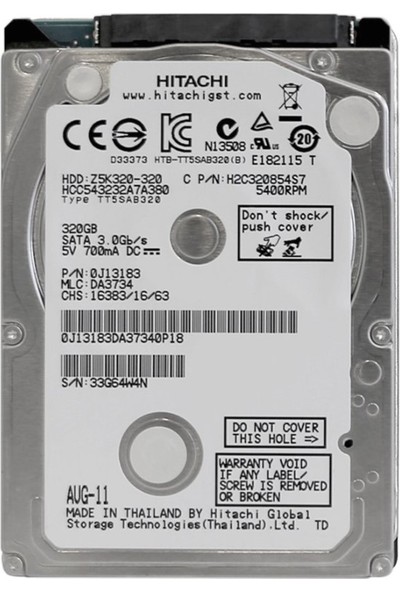 Hitachi Z5K320 320GB 5400RPM 16MB Cache Sata 3 2.5 Hitachi Z5K320 320GB 5400RPM 16MB Cache Sata 3 2.5