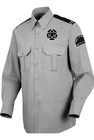 Arslan İş Elbiseleri Gri Erkek Uzun Kollu Özel Güvenlik Gömleği