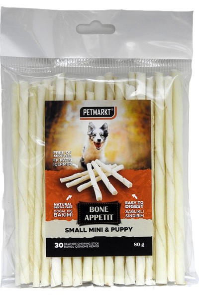 Petmarkt 30 Adet Sütlü Burgu 13 cm Small Mini Puppy Çiğneme Kemiği 80 gr Petmarkt 30 Adet Sütlü Burgu 13 cm Small Mini Puppy Çiğneme Kemiği 80 gr