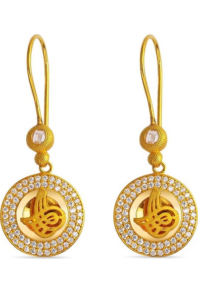 Bilezikci Osmanlı Tuğrası Sarkıt Altın Küpe