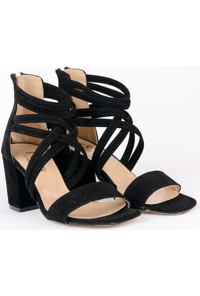 Odesa E.s.f Kadın Siyah Süet 7 cm Topuklu Ayakkabı