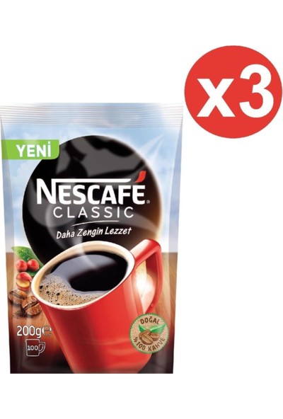 Nescafe Classic Hazır Kahve 200 gr Eko Paket 3'lü Nescafe Classic Hazır Kahve 200 gr Eko Paket 3'lü