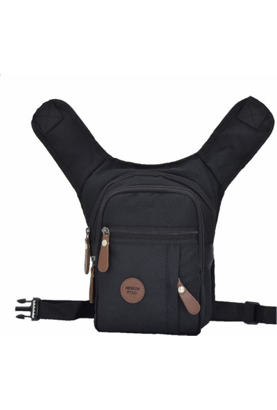 Newish Krinkl Kumaş Bel Bacak Çantası Siyah