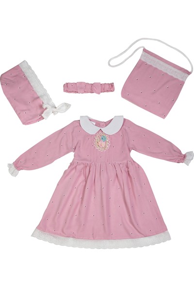 Jingle Babe %100 Doğal Pamuk Kumaş Beyaz Yakalı Puantiye Desen Pembe 4’lü Set Kız Çocuk Elbisesi Jingle Babe %100 Doğal Pamuk Kumaş Beyaz Yakalı Puantiye Desen Pembe 4’lü Set Kız Çocuk Elbisesi