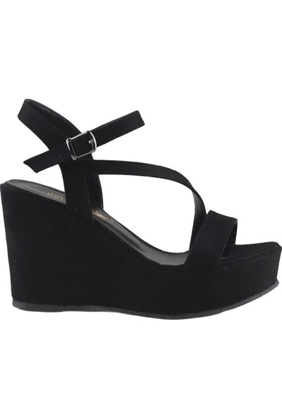 Föz 0641 Siyah Süet Kadın Dolgu Topuk Ayakkabı Föz 0641 Siyah Süet Kadın Dolgu Topuk Ayakkabı