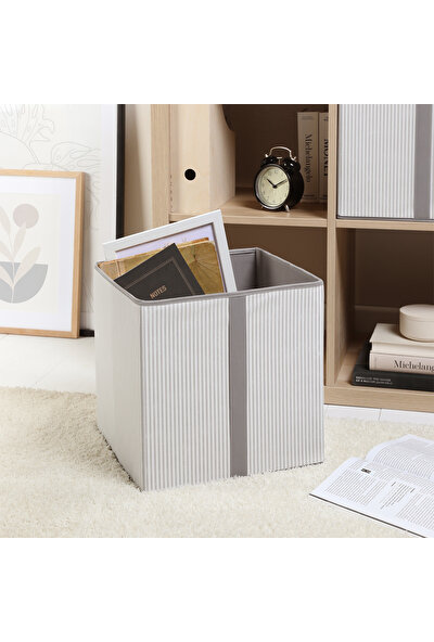 Ocean Home Gri Çizgi Desenli Kapaksız Kutu// 33X33X30