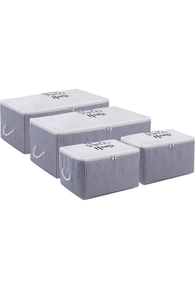 Ocean Home 4'lü Lacivert Çizgili Baskılı Hurç Set