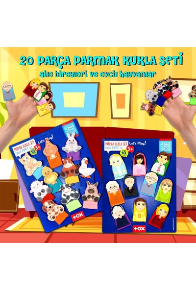 Tox 2 Set - 20 Parça Tox Evcil Hayvanlar ve Aile Bireyleri Parmak Kukla 77-2/75-1 Tox 2 Set - 20 Parça Tox Evcil Hayvanlar ve Aile Bireyleri Parmak Kukla 77-2/75-1