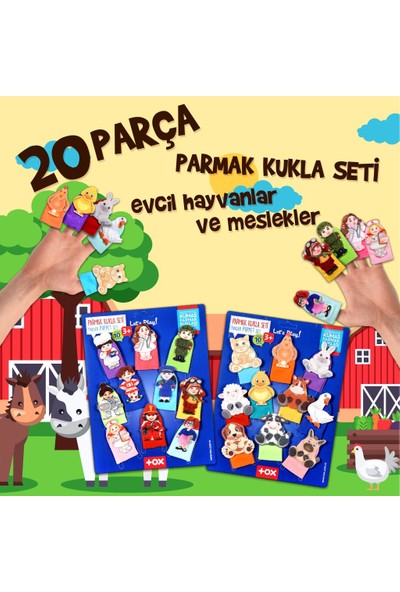 Tox 2 Set - 20 Parça Tox Evcil Hayvanlar ve Meslekler Parmak Kukla 77-2/76-2 Tox 2 Set - 20 Parça Tox Evcil Hayvanlar ve Meslekler Parmak Kukla 77-2/76-2