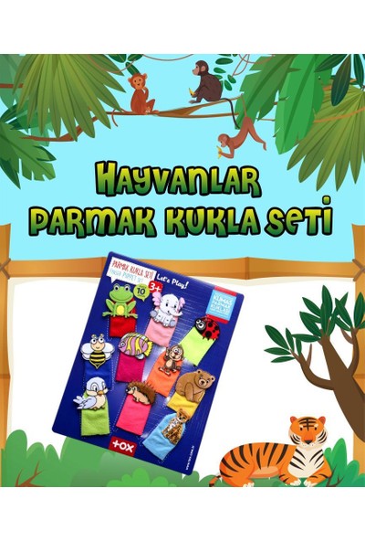 Tox Hayvanlar (2) 10 Parça Parmak Kukla , Eğitici Oyuncak T38-2 Tox Hayvanlar (2) 10 Parça Parmak Kukla , Eğitici Oyuncak T38-2