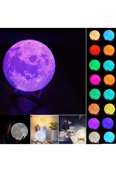 Lumenn 15CM 3D Ay Küre-16 Renk Dokunmatik-Kumandalı Gece Lambası Lumenn 15CM 3D Ay Küre-16 Renk Dokunmatik-Kumandalı Gece Lambası