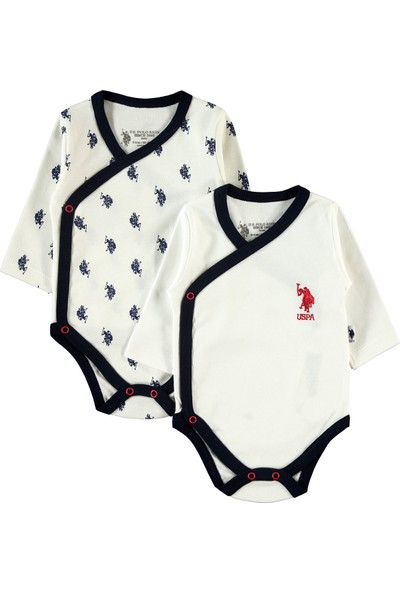 U.S. Polo Assn. U.s Polo Assn. Bebek 2'li Çıtçıtlı Badi 0-6 Ay Krem