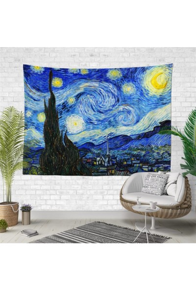 Hobimania Yıldızlı Gece Van Gogh Duvar Örtüsü 70 x 100 cm Duvar Dekorasyonu Hobimania Yıldızlı Gece Van Gogh Duvar Örtüsü 70 x 100 cm Duvar Dekorasyonu