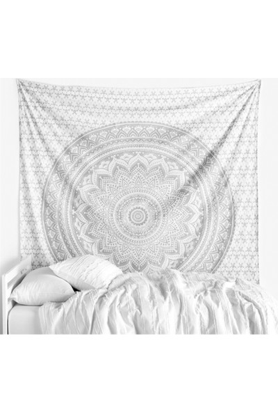 Hobimania Mandala Beyaz Duvar Örtüsü 40 x 60 cm Duvar Dekorasyonu