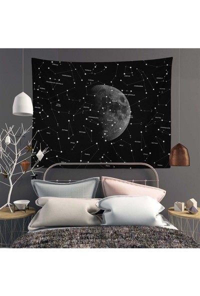 Hobimania Star Moon Siyah Beyaz Yıldızlar ve Ay Duvar Örtüsü 70 x 100 cm Duvar Dekorasyonu Hobimania Star Moon Siyah Beyaz Yıldızlar ve Ay Duvar Örtüsü 70 x 100 cm Duvar Dekorasyonu