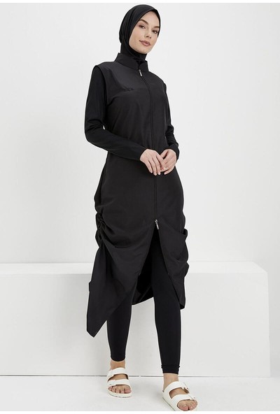 Hasema Sine-39 Siyah Uzun Yelekli Tam Kapalı Tesettür Mayo Nehar H-6021-20