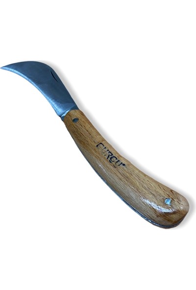 Burcu Ahşap Saplı Eğri Aşı ve Cep Çakısı - Yerli - 19 cm Burcu Ahşap Saplı Eğri Aşı ve Cep Çakısı - Yerli - 19 cm