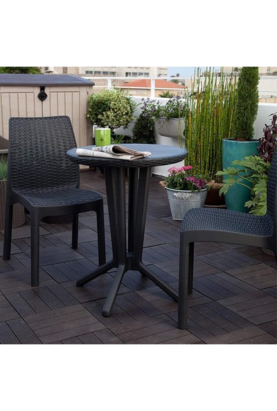 Nettekaçmaz Rattan Plastik Bahçe Balkon Teras Masa ve Sandalye Seti Koyu Gri Nettekaçmaz Rattan Plastik Bahçe Balkon Teras Masa ve Sandalye Seti Koyu Gri