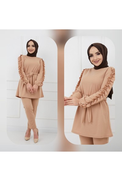 Abay Giyim Modest Tesettür Ikili Takım- Camel