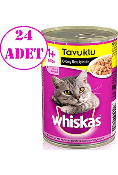 Whiskas Tavuklu Konserve Kedi Maması 400 gr 24 Ad Whiskas Tavuklu Konserve Kedi Maması 400 gr 24 Ad