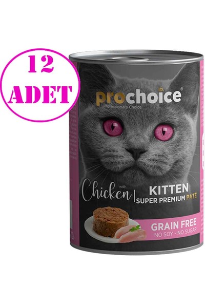 Prochoice Kitten Tavuklu Yavru Kedi Konservesi Pate 400 gr 12 Ad Prochoice Kitten Tavuklu Yavru Kedi Konservesi Pate 400 gr 12 Ad