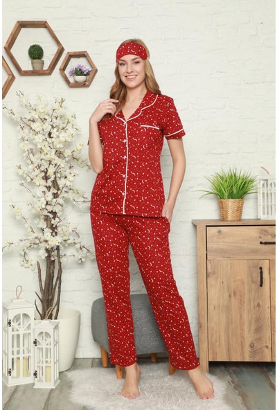 Markosin Kadın Önden Düğmeli Ay Desenli Pijama Takımı 2510 Markosin Kadın Önden Düğmeli Ay Desenli Pijama Takımı 2510