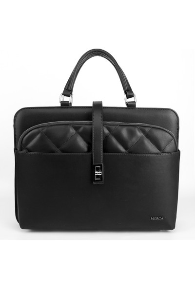 Morca Kadın Evrak Laptop Çantası Kapitone Siyah