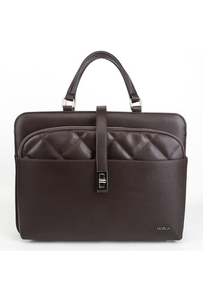 Morca Kadın Evrak Laptop Çantası Kapitone Kahve