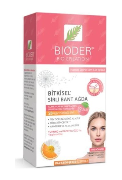 Bioder Epiten Yüz Için 20'li Sirli Ağda Bandı Bioder Epiten Yüz Için 20'li Sirli Ağda Bandı