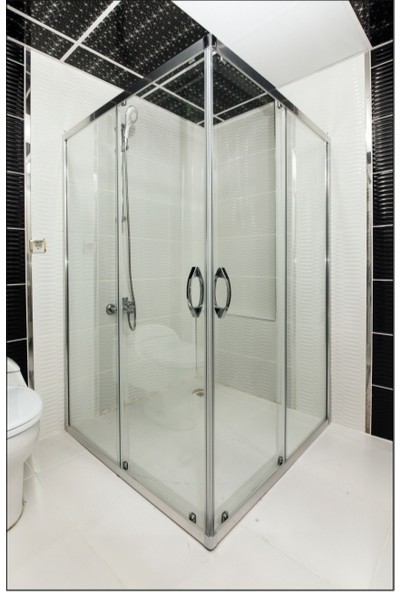 Avrupa Duş 85X95 Eloksal Profil Kumlamalı Cam Duşakabin