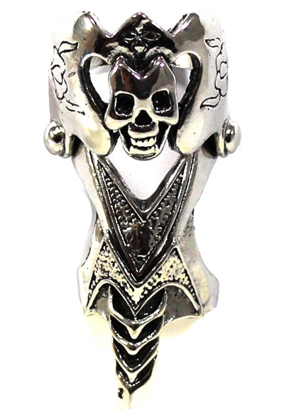 Modaroma Skull Kısa Gümüş Kaplama Şovalye Yüzük
