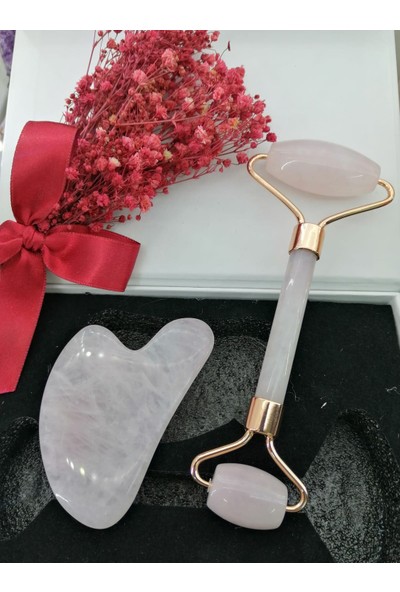 Osmanlı Doğaltaş Pembe Kuvars Masaj Taşı Roller ve Guasha Set Osmanlı Doğaltaş Pembe Kuvars Masaj Taşı Roller ve Guasha Set