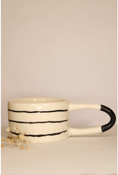 Rising Seramik Siyah Çizgili El Yapımı Seramik Kupa
