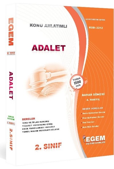 Egem Yayınları AÖF Adalet 2. Sınıf 4. Yarıyıl Bahar Dönemi 2021 Güncel