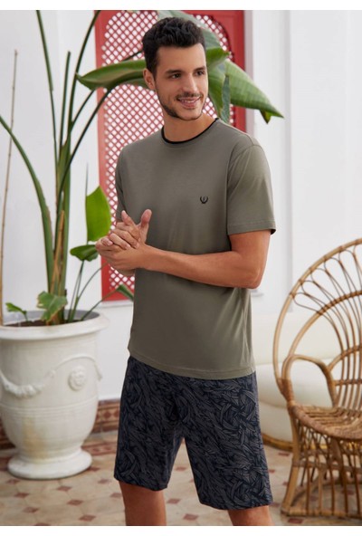 Eros 28060 %100 Pamuk O Yaka Altı Şort Erkek Pijama Takımı - Haki Eros 28060 %100 Pamuk O Yaka Altı Şort Erkek Pijama Takımı - Haki