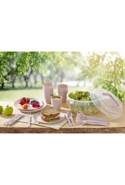 Tuffex Ahşap Görünümlü Piknik Sepeti 32'li