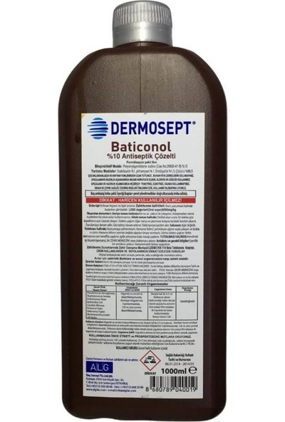 Dermosept Baticonol Çözelti 1000 ml Batikon Dermosept Baticonol Çözelti 1000 ml Batikon
