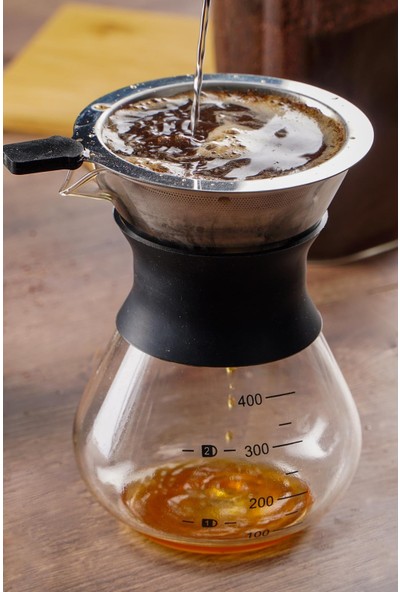 Acar Cam Hazne Metal Süzgeçli Filtre Kahve Demleyici 400 ml