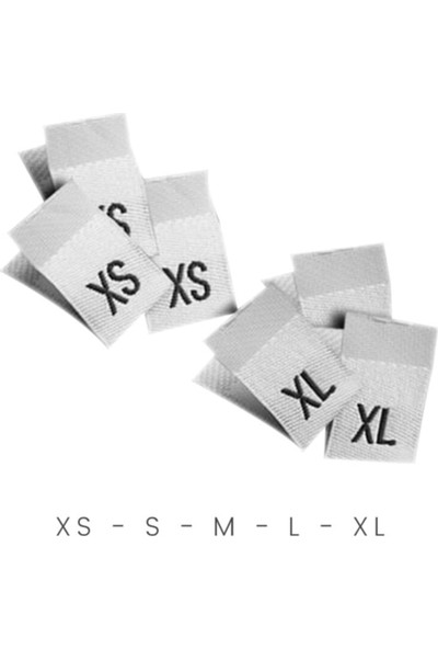 Dereli Matbaa Saten Beden Etiket Xs - S - M - L -Xl 250'LIK Paket