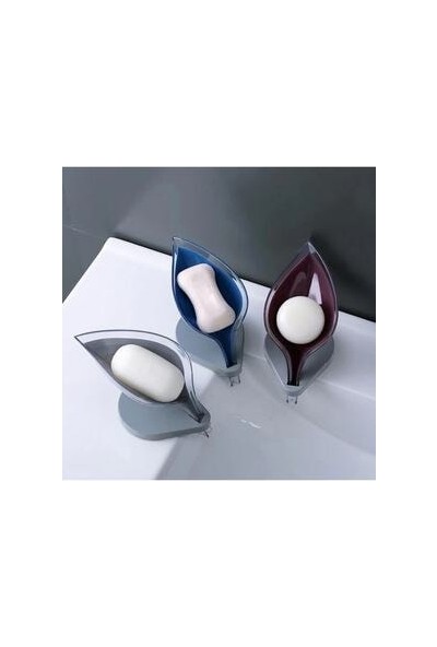 Turkish A2Z 3 Adet Yaprak Şeklinde Katı Sabunluk ve Sünger Tutucu