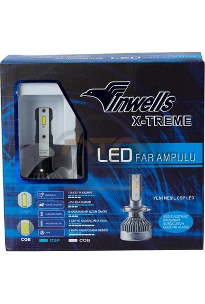 Inwells H4 Yeni Nesil Csp Çip LED Şimşek Etkili Xenon H4 Inwells H4 Yeni Nesil Csp Çip LED Şimşek Etkili Xenon H4