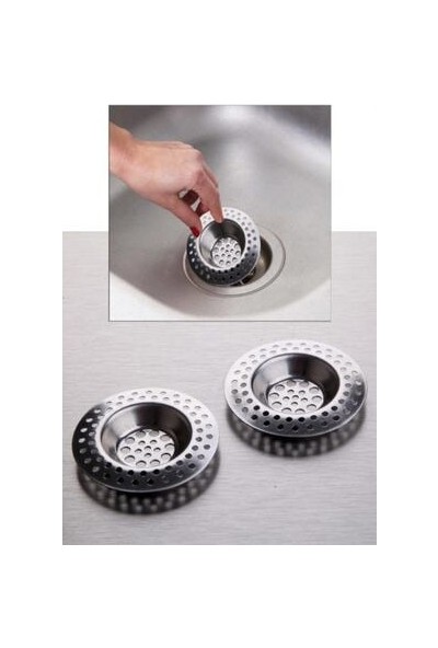 Babilstore Kullanışlı Paslanmaz Metal 2'li Lavabo Süzgeci