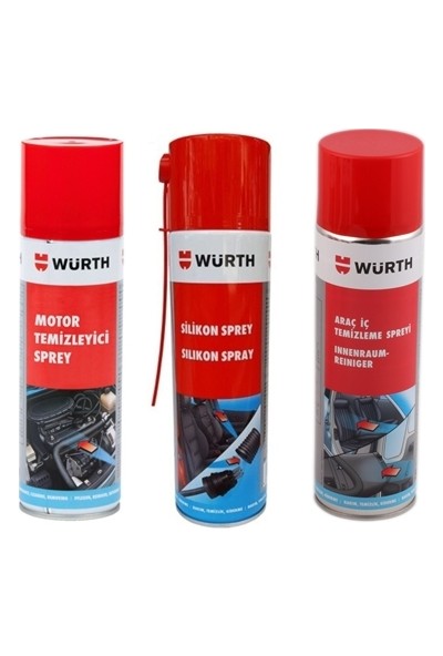 Würth Araç Içi Temizleme Sprey, Silikon Sprey, Motor Temizleyici Sprey