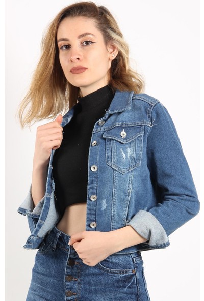 Mckanzie 5039 Eskitmeli Kısa Bel Ceket Kot